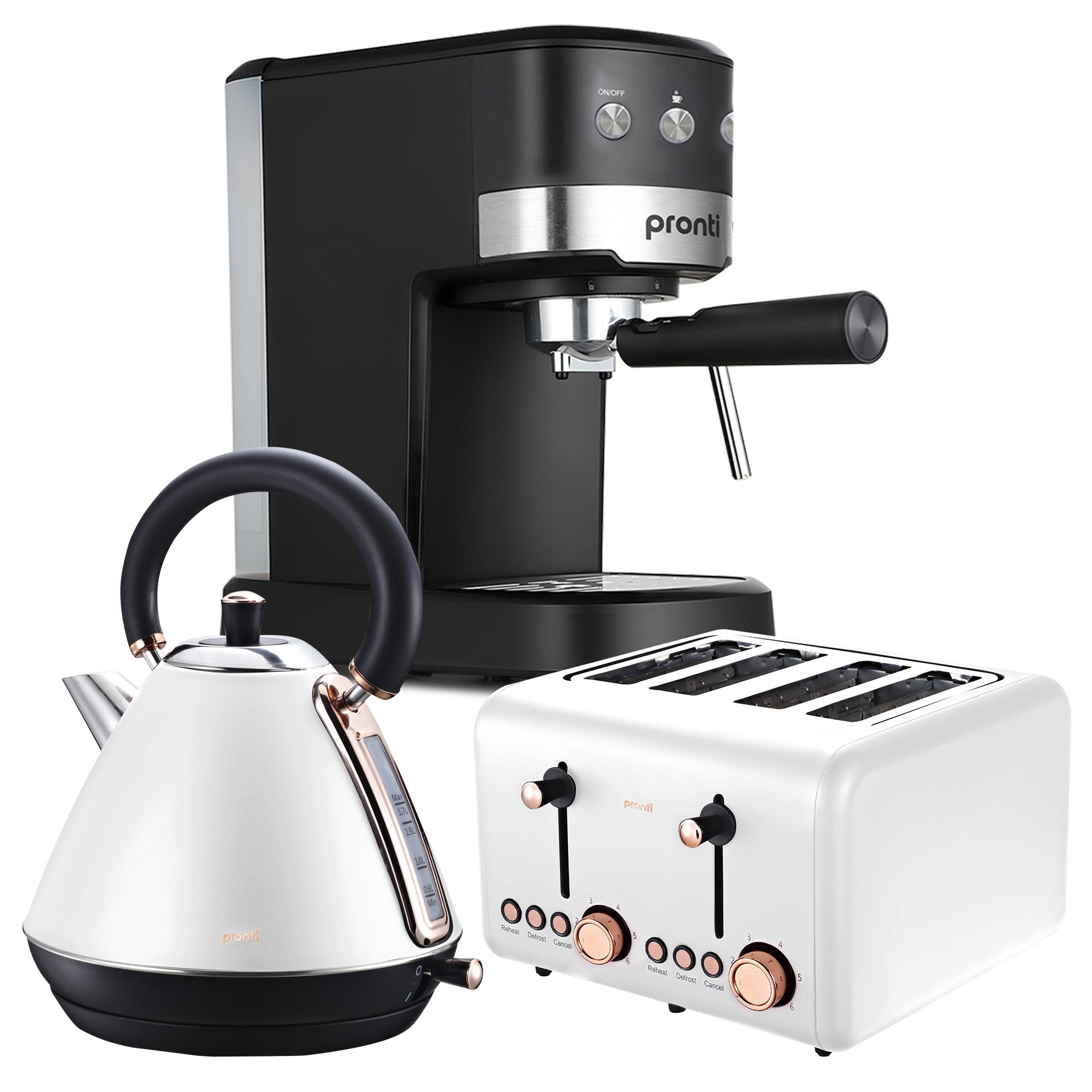 Breakfast Set Rose Gold Kettle Toaster Espresso Machine White ...